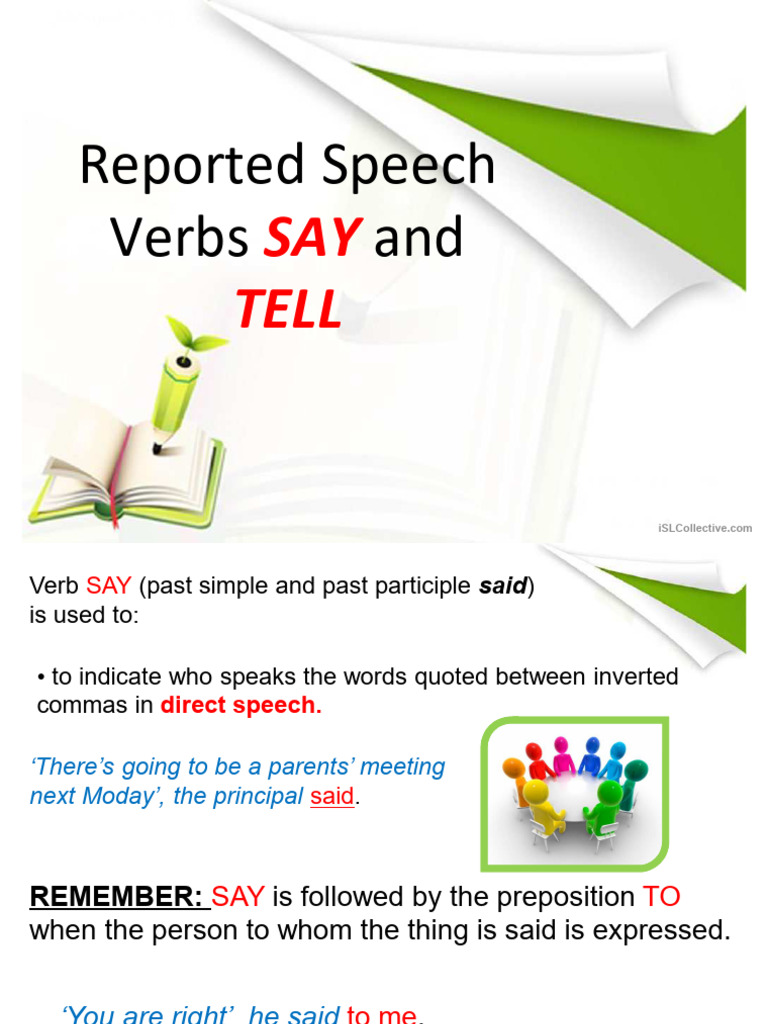Verbs Say and Tell - The Difference | PDF