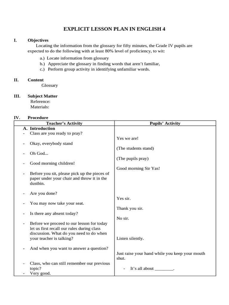 English LP (Explicit) - Glossary | PDF