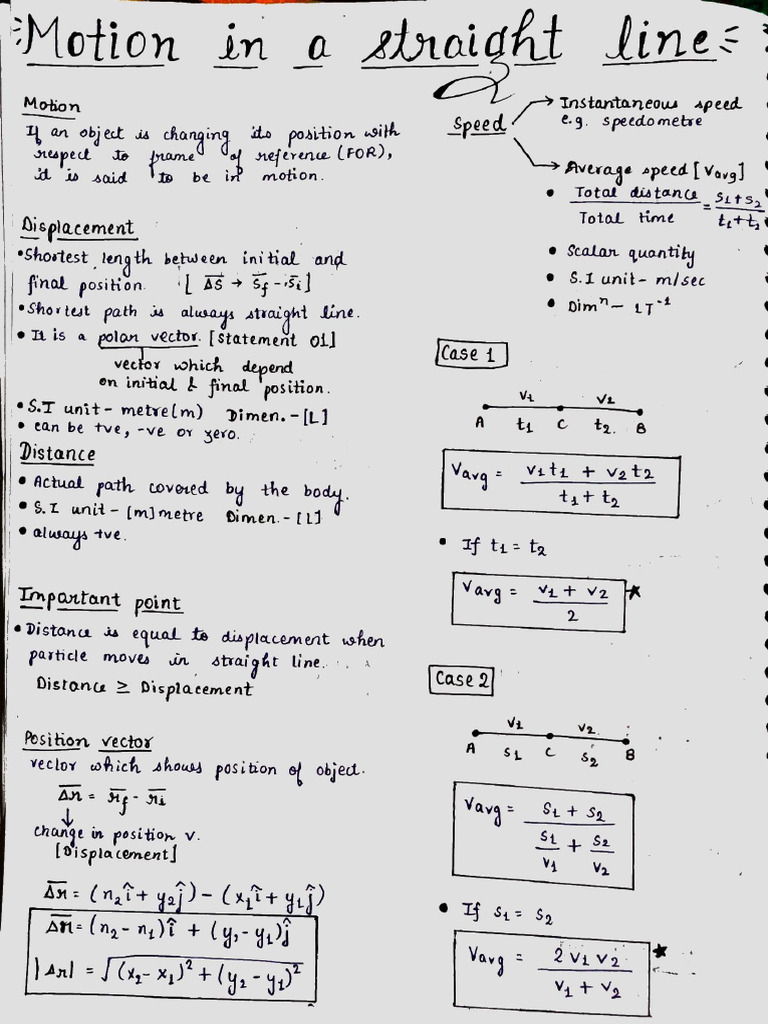 Motion in 1D Study Gurl | PDF
