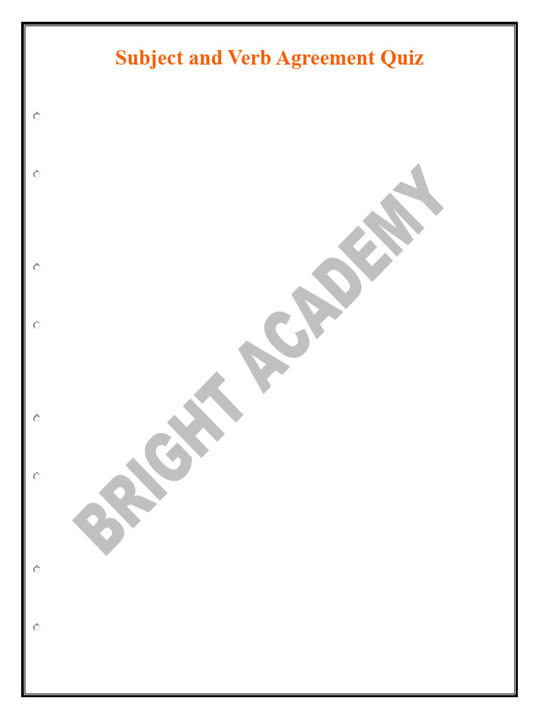 10TH JANSubject and Verb Agreement Quiz-converted | PDF