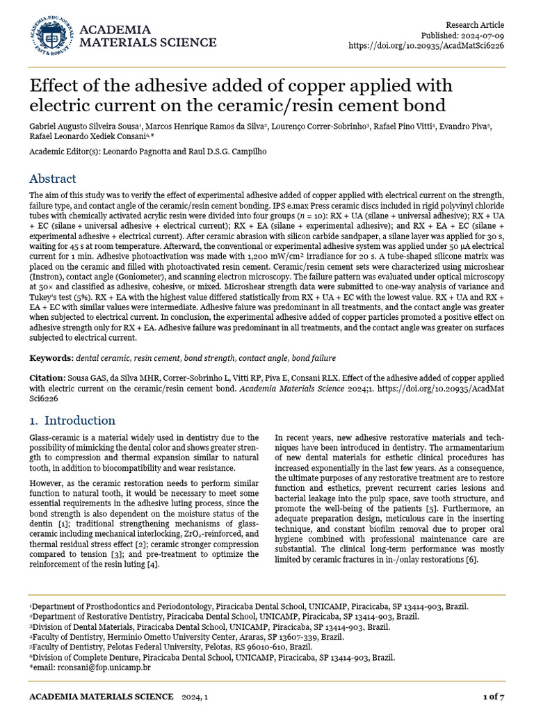 Effect of The Adhesive Added of Copper A | PDF