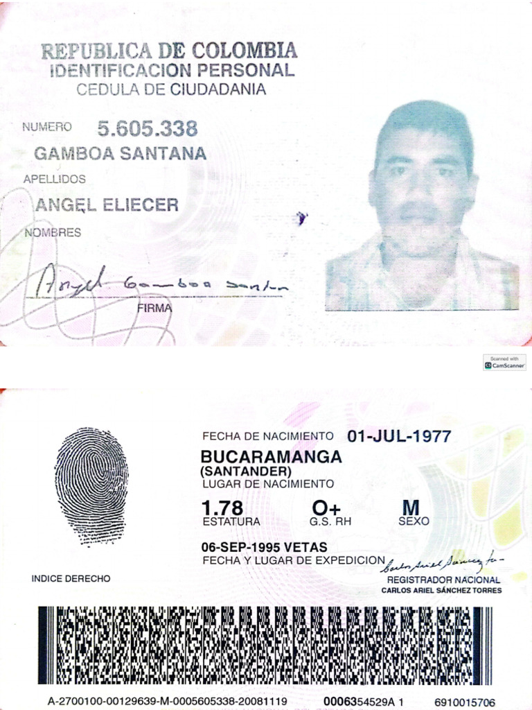 Cédula Angel Gamboa (1) | PDF