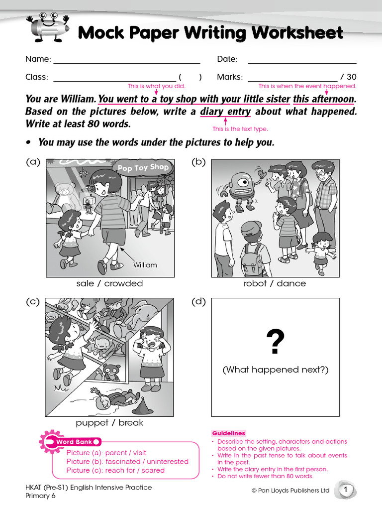 P6 English Primary Mock Writing WWS T | PDF