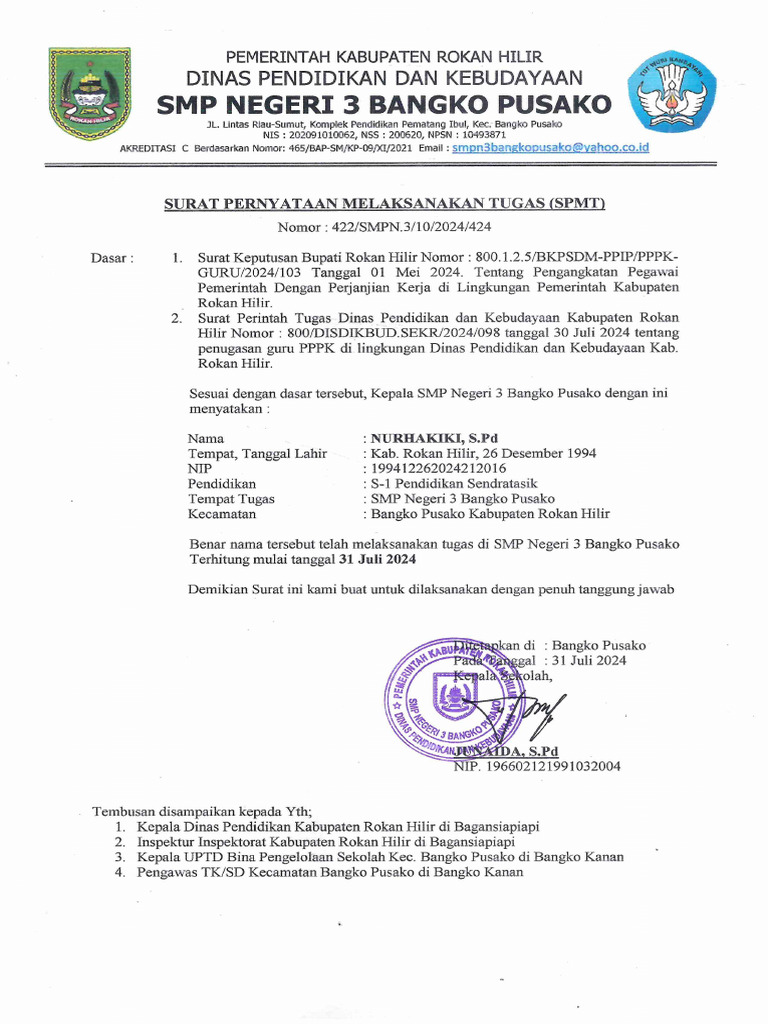 Spmt Nurhakiki,s.pd | PDF