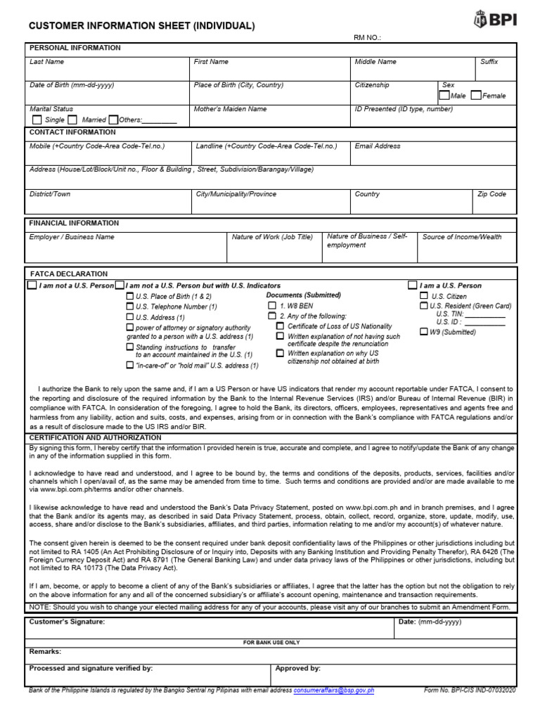Fillable_CIS-Individual- BPI | PDF