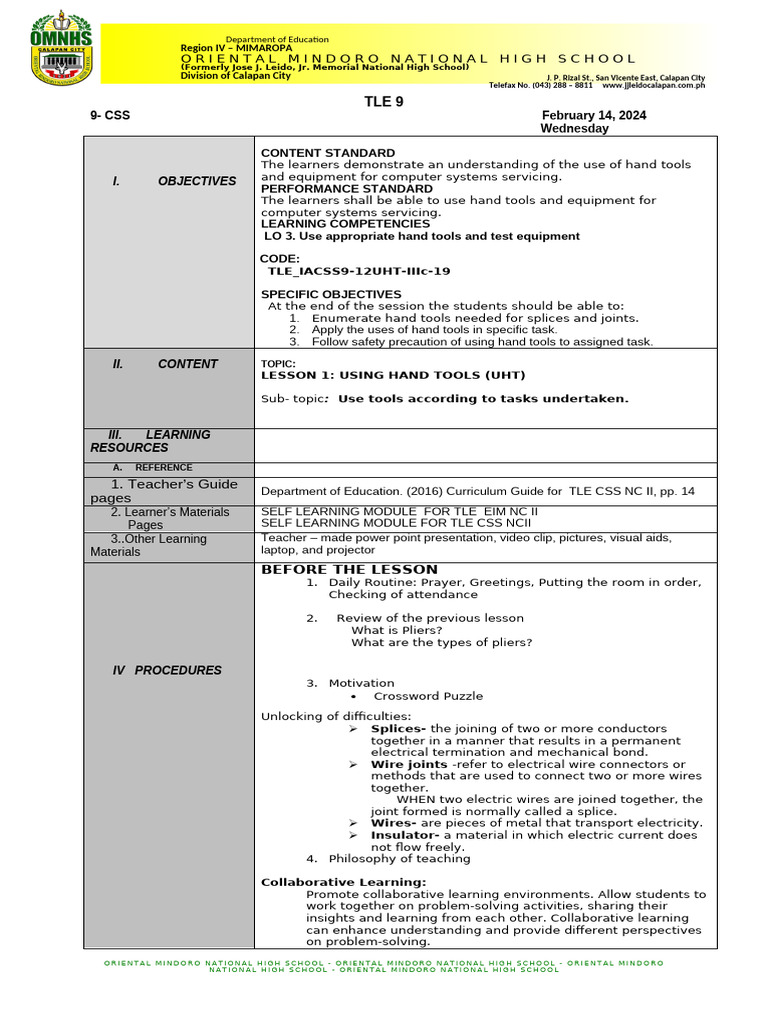 DLP Demonstration COT 3 3RD Q | PDF | Learning | Electrical Wiring