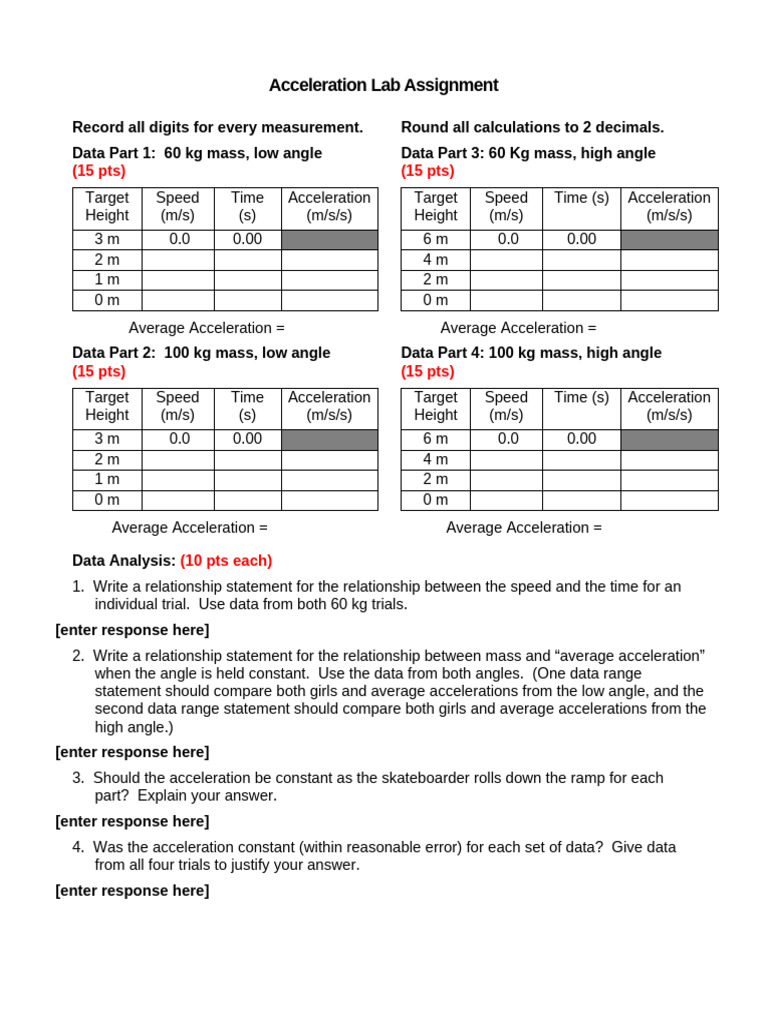 PhET Acceleration Lab Assignment v2 | PDF