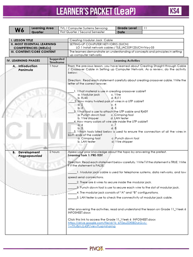 Tle11 Ict Computer Systems Servicing Q1 Q2 W6 Leap Pdf