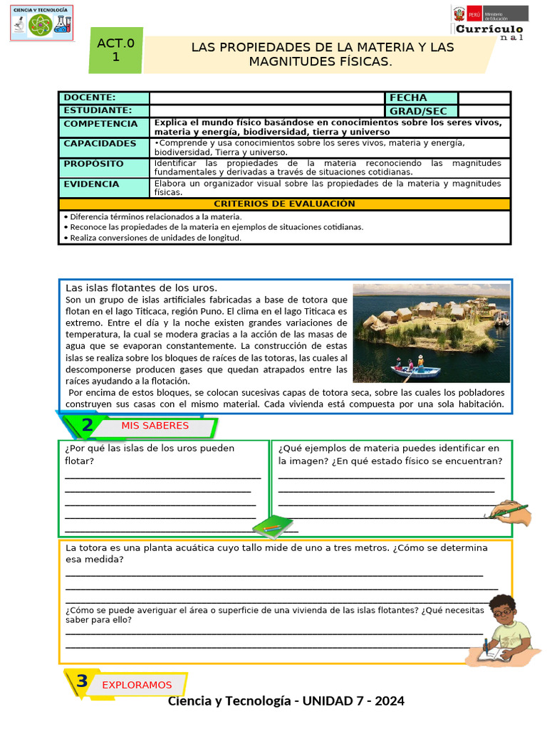 A-1º Act 1 Cyt Und 7 - Sem 1 | PDF