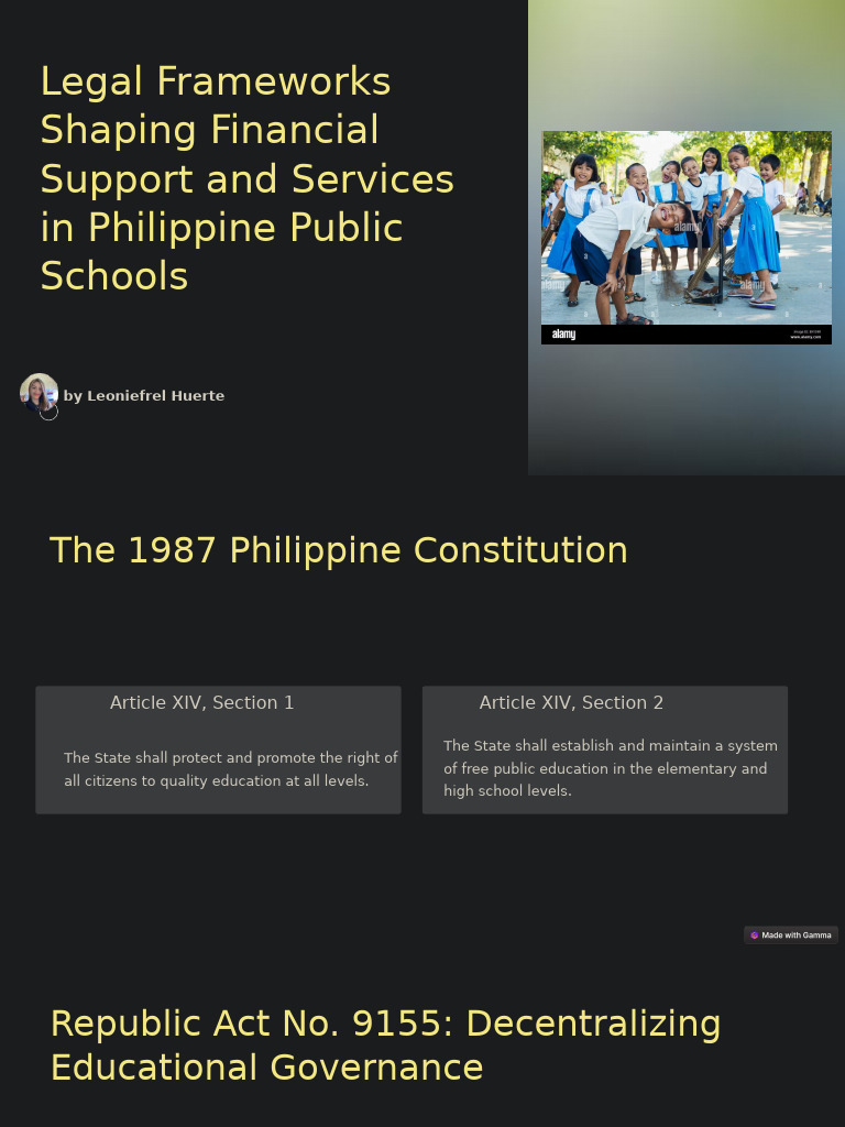 Legal Frameworks Shaping Financial Support and Services in Philippine Public Schools | PDF