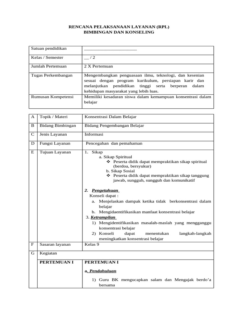 RPL Konsentrasi Belajar | PDF