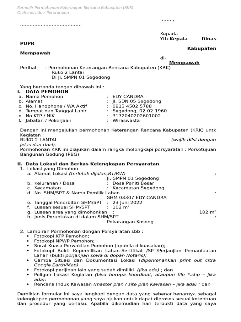 Formulir Permohonan | PDF