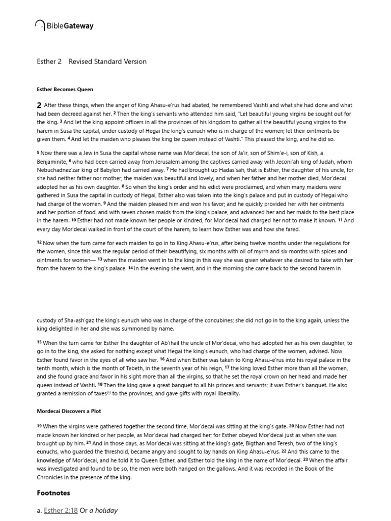 Esther Becomes Queen in Susa | PDF | Esther | History