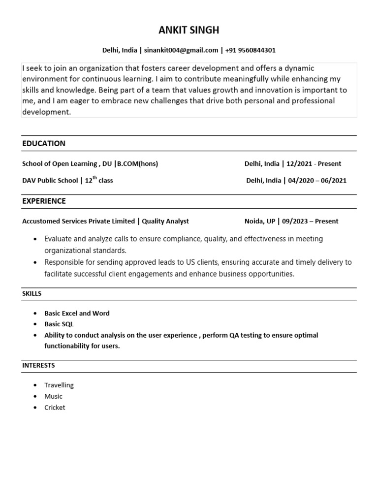 Ankit Resume | PDF | Career & Growth