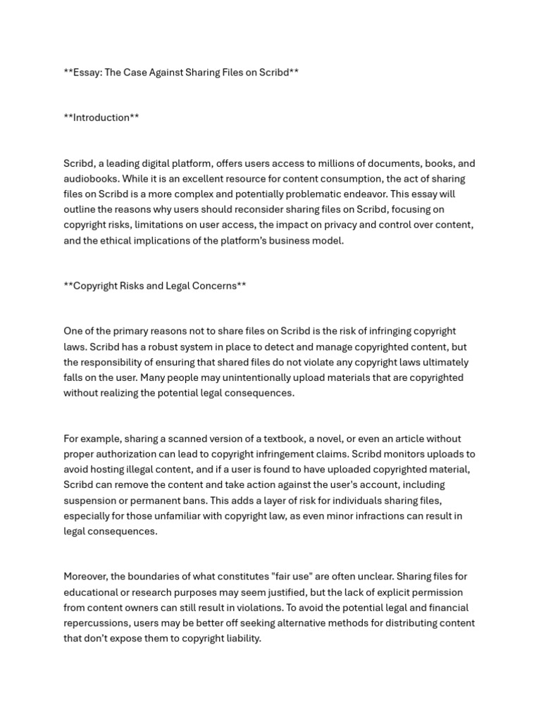 The Case Against Sharing Files On Scribd Chatgpt | PDF