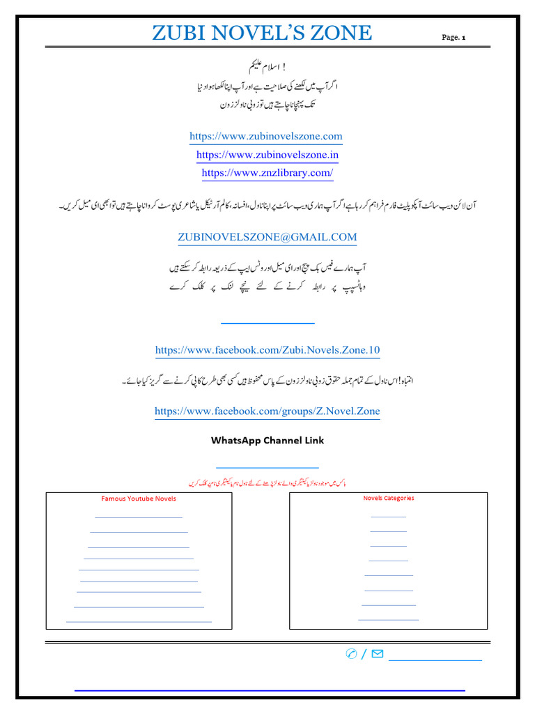 Jugnu Novel by Husny Kanwal - ZNZ Epi 1 & 15 | PDF