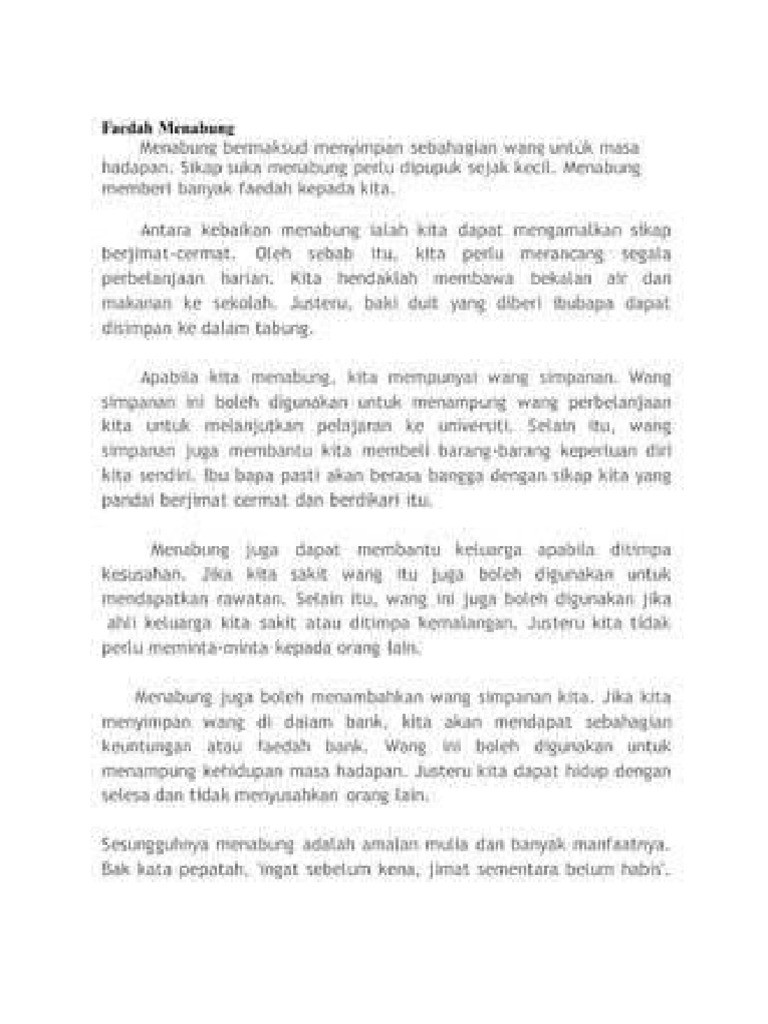 Karangan Faedah Menabung | PDF