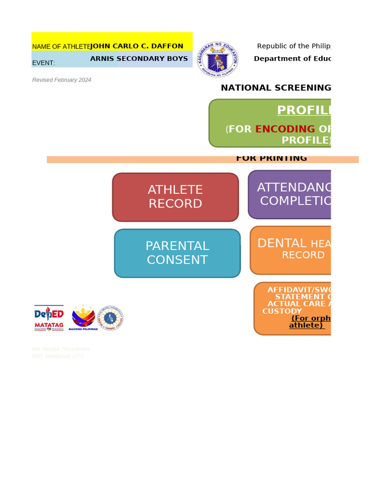 2024 Athlete Record e Copy Matatag | PDF