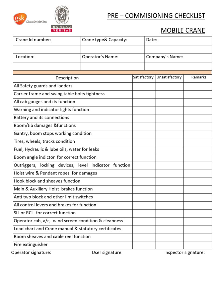 CRANE Inspection Sheet | PDF