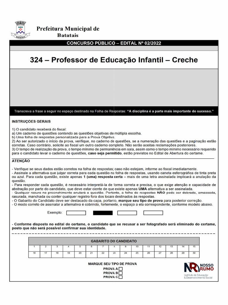 Professor de Educacao Infantil Creche | PDF