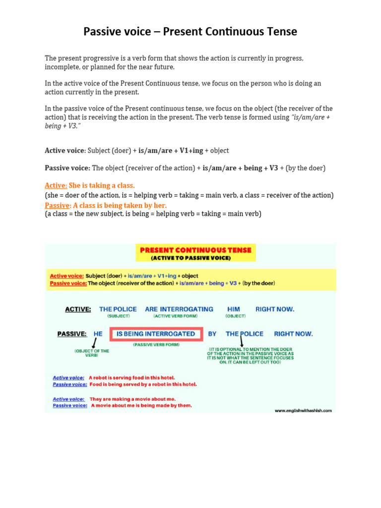 Passive Voice Continuous Tense | PDF