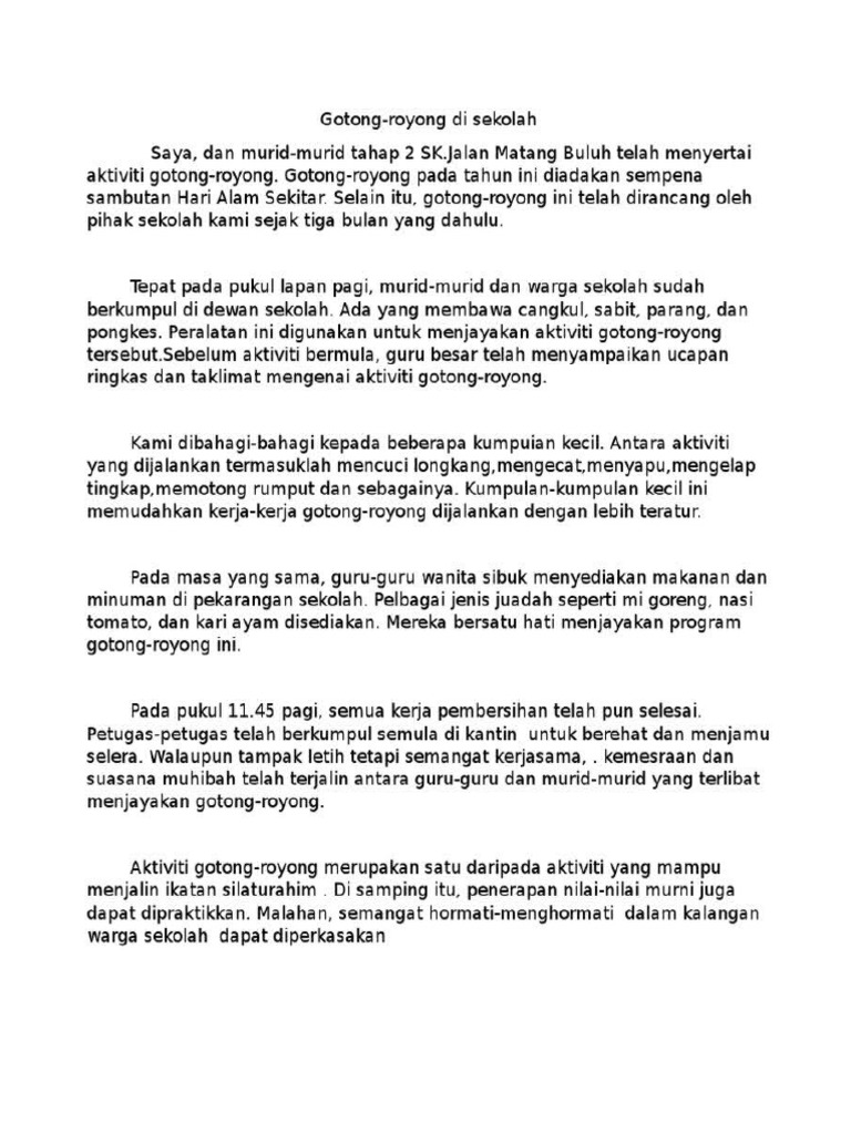 karangan tentang gotong royong | PDF