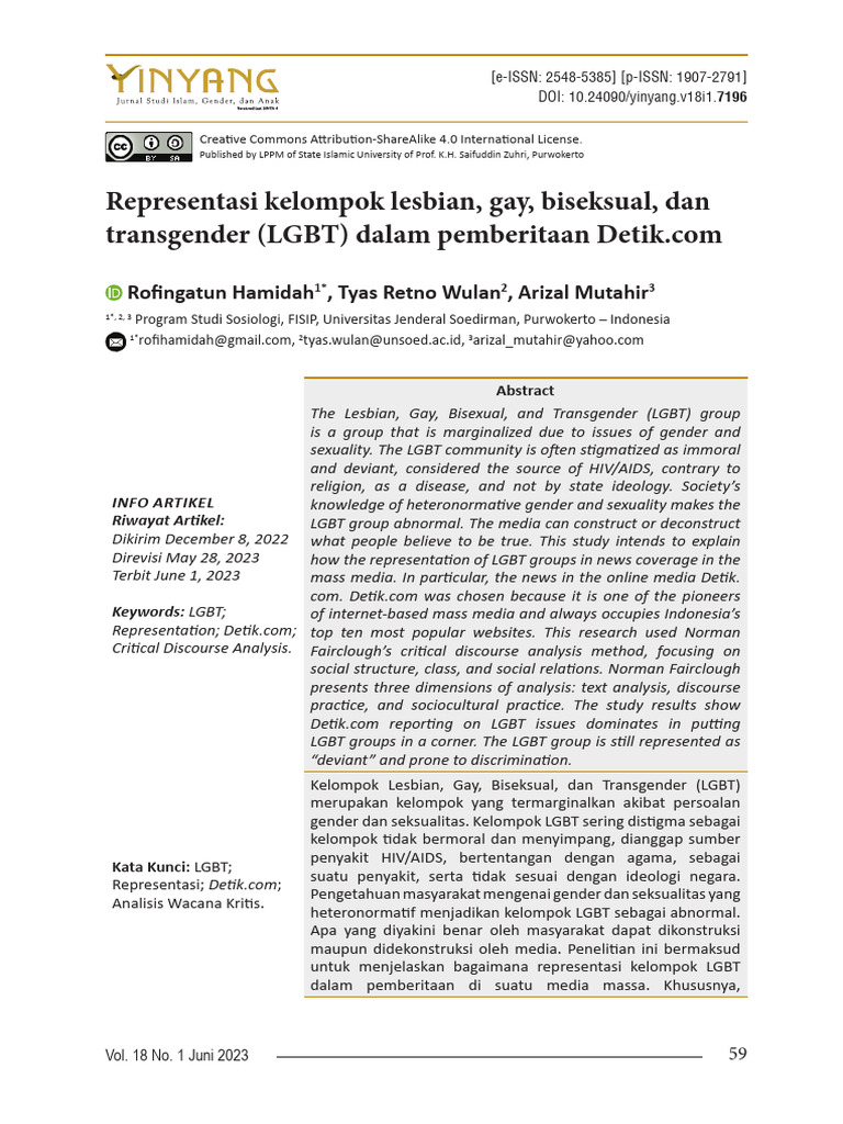 Rofingatun Hamidah - Representasi Kelompok LGBT | PDF
