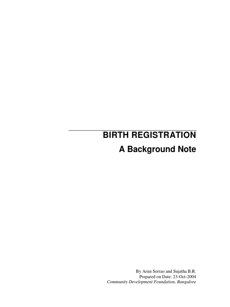 Birth Registration Background | PDF | Birth Certificate | Social Institutions
