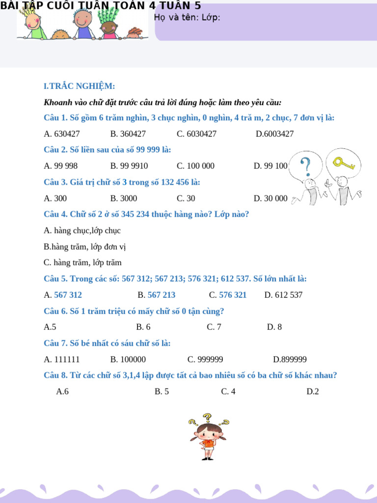 Bai-tap-cuoi-tuan-Toan-4-KNTT-tuan-5 | PDF