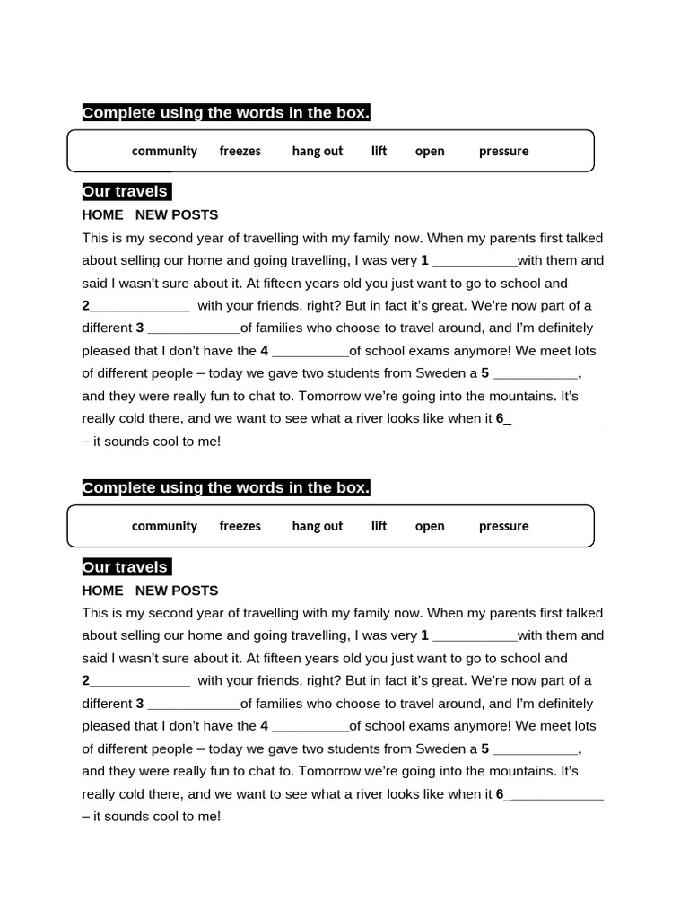 Complete Using The Words in The Box | PDF