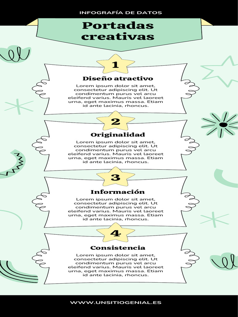 Infografía de Datos Portadas Creativas Doodle Orgánica Verde Claro ...