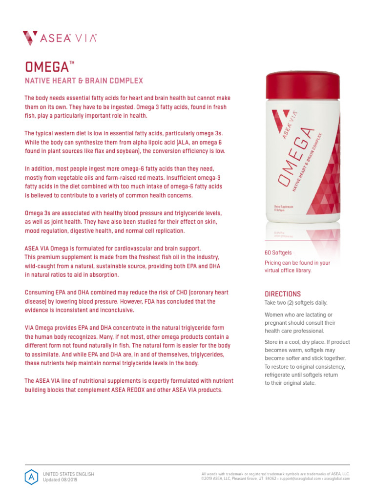 ASEA VIA Omega Product Information Page US EN | PDF