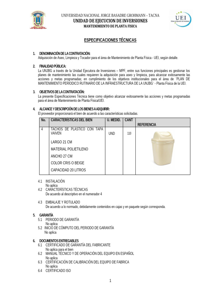 EE - TT TACHOS 20 Litros | PDF