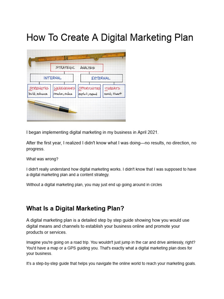 How To Create A Digital Marketing Plan | PDF