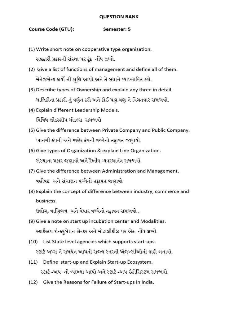 E&S QUESTION,BANK 5TH SEM | PDF