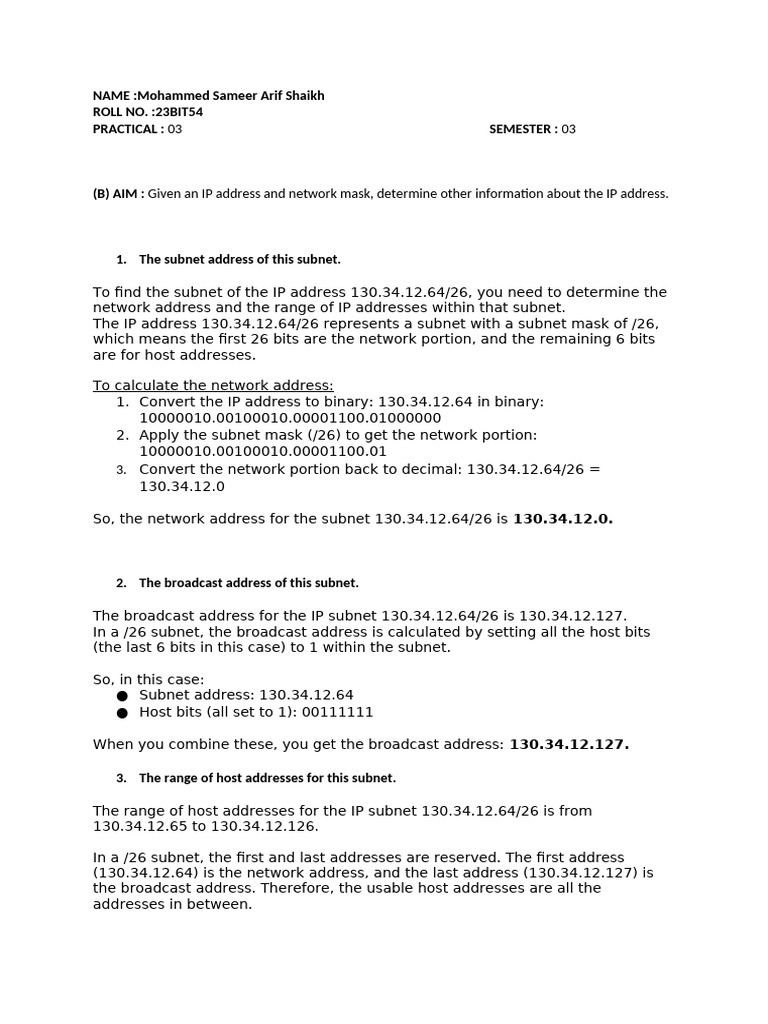 NAME:Mohammed Sameer Arif Shaikh ROLL NO.:23BIT54 Practical: Semester | PDF