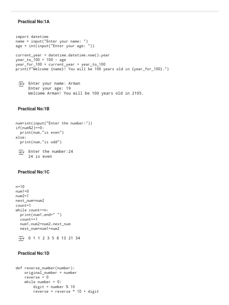 23BIT24 PythonPracticals - Ipynb - Colab | PDF