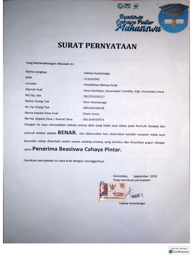 Surat pernyataan pln | PDF