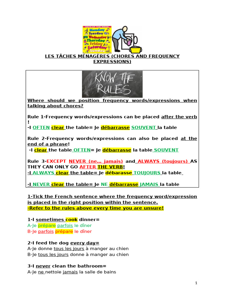 Frequency Expressions Practice 2 New | PDF