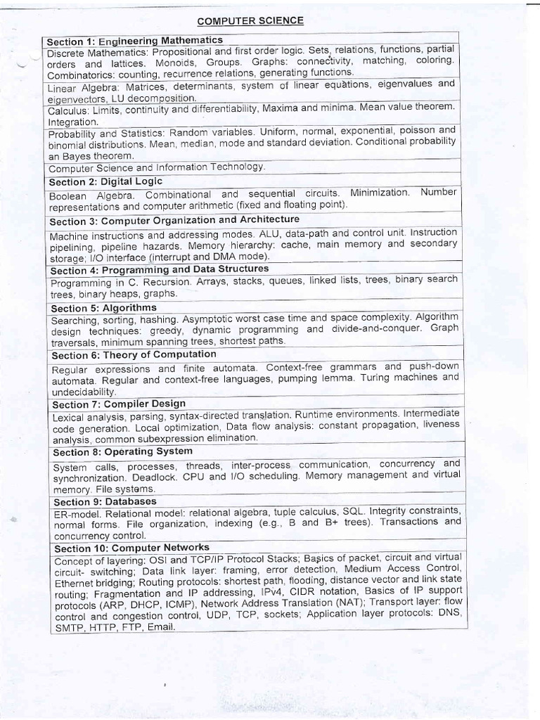 Computer Science Syllabus | PDF