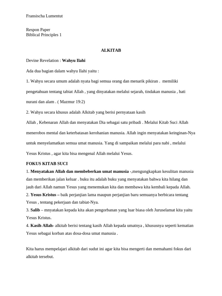 Respon Paper - FransiscaLumentut | PDF | Religion & Spirituality