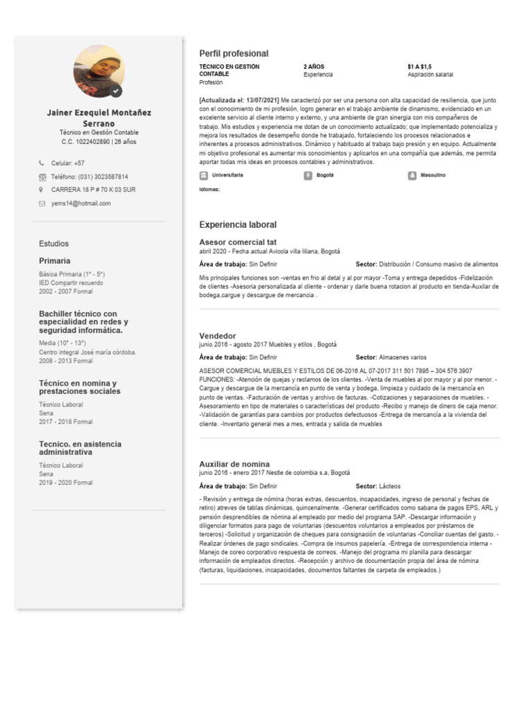 Jainer Ezequiel Monta Z Serrano | PDF