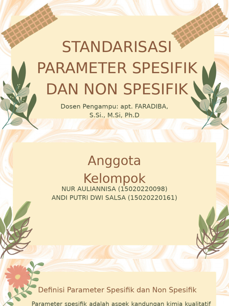 Tugas MK Standarisasi Parameter Spesifik Dan Non Spesifik c2 | PDF