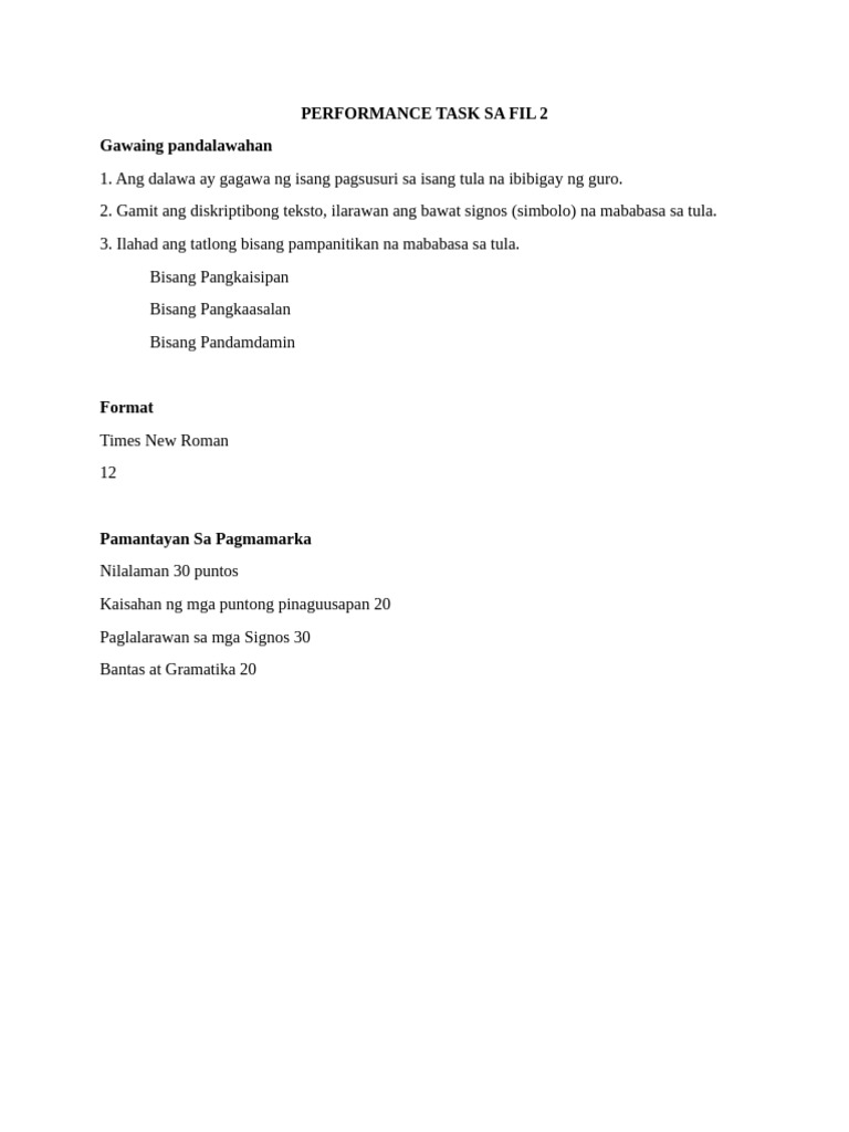 Performance Task Sa Fil 2 | PDF