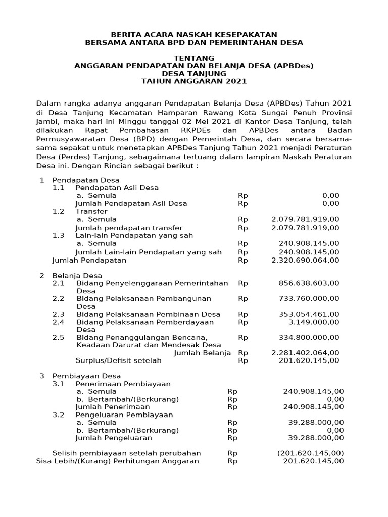 Contoh Naskah Bersama BPD | PDF