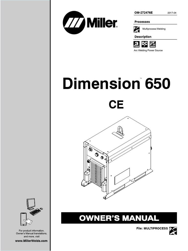 Miller Dimension 650 Owners Manual | PDF