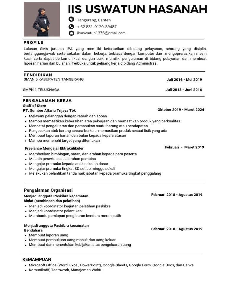 CV - Iis Uswatun Hasanah | PDF