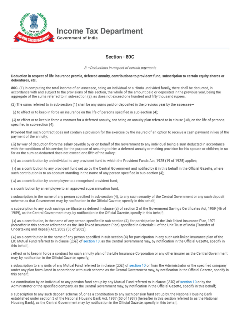Section - 80C | PDF