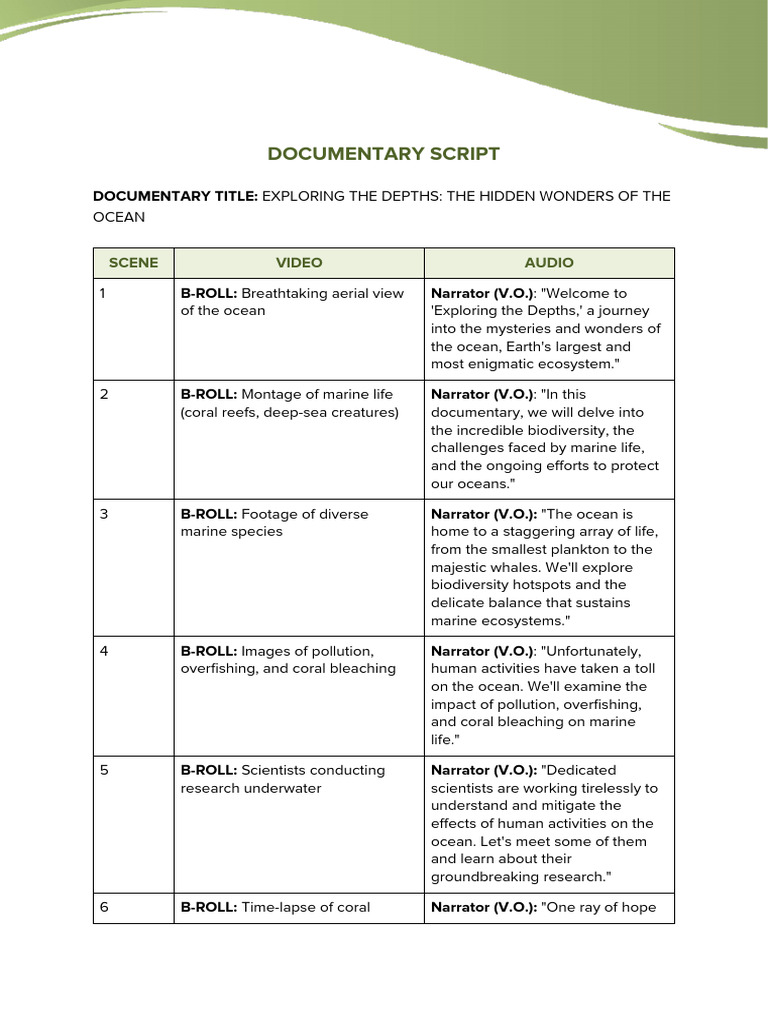 Documentary Script Template | PDF