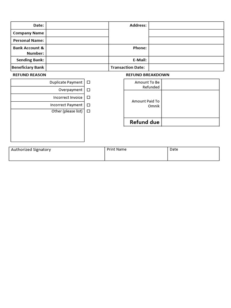 Omnik Refund Form | PDF